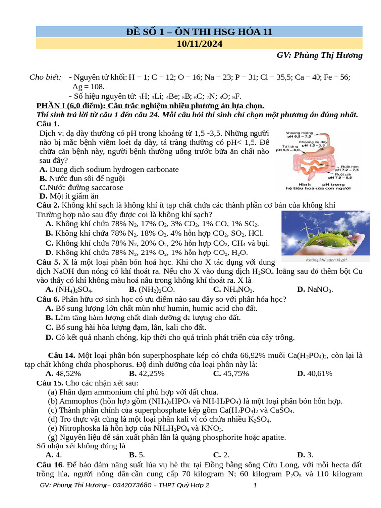 ĐỀ LUYỆN HSG 1 | PDF