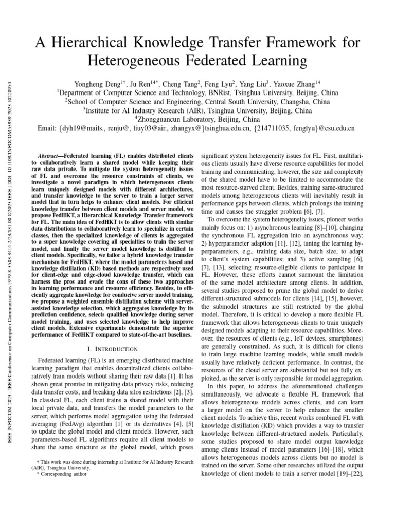 Hierarchical Knowledge Transfer in FL | PDF | Computing | Learning