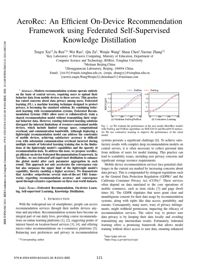 AeroRec An Efficient On-Device Recommendation Framework Using Federated Self-Supervised ...