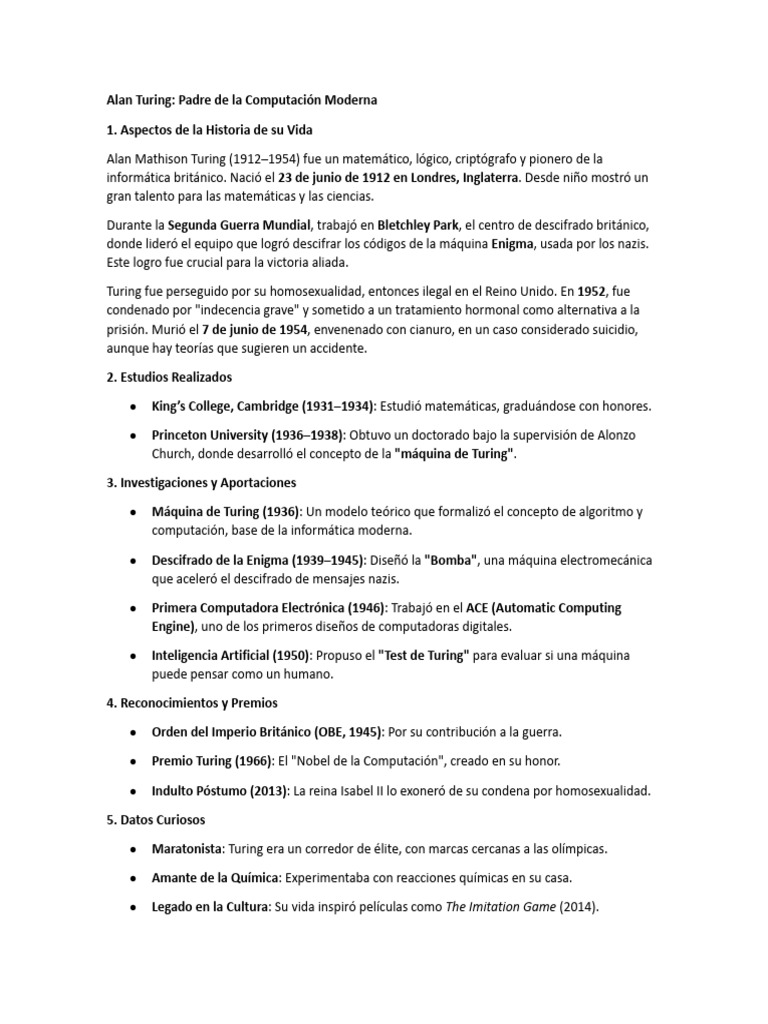 biografias.docx | PDF | Alan Turing | Ciencia cognitiva