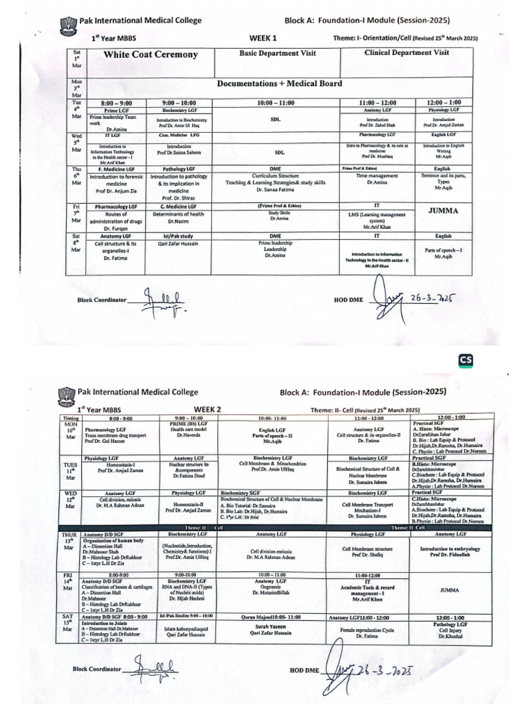Block-A updated Time Table on 26-3-2026 | PDF