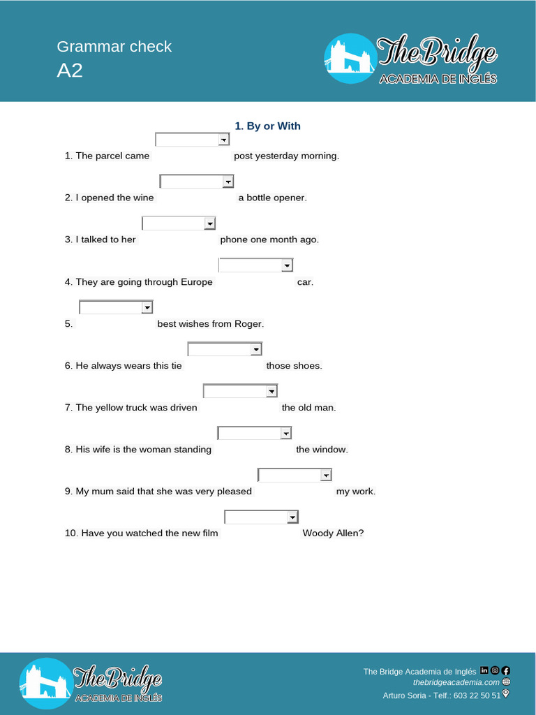 Overview A2 (By-With, That-Those, Relative Clauses, Compara&superl, Do ...