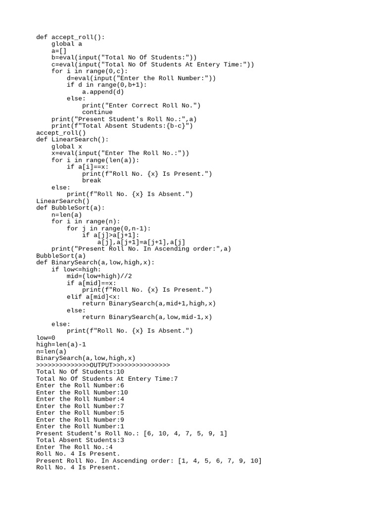 Student Roll Call Management System | PDF