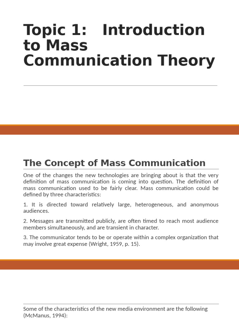 Mass Communication Theory Overview Pdf Theory Communication
