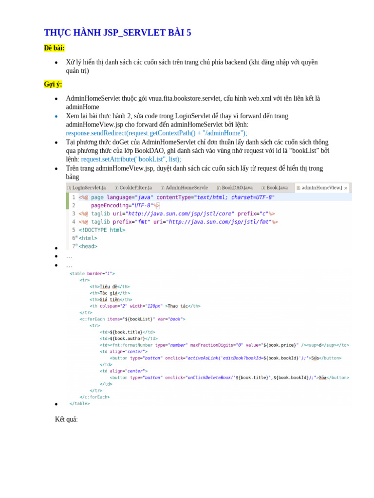Thuc Hanh JSP - Servlet - Bai 5 | PDF