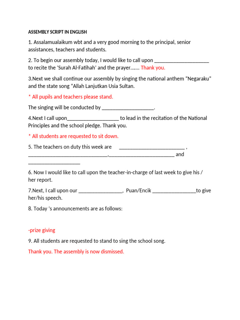 Assembly Script in English | PDF