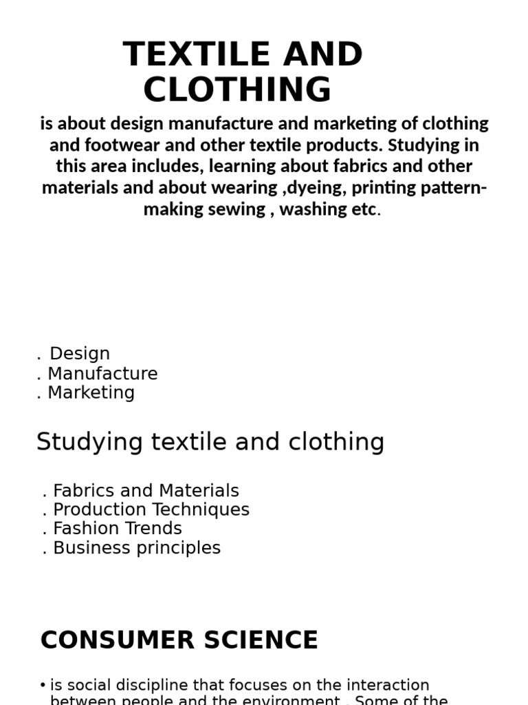 Textile and Consumer Science Overview | PDF