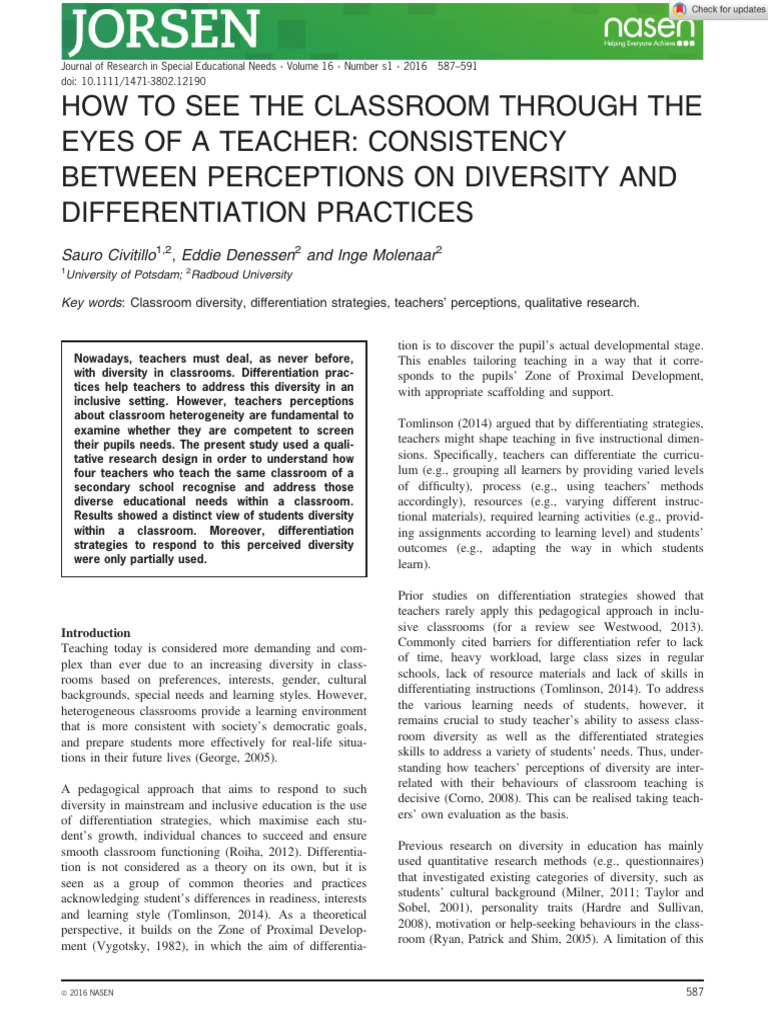 Teacher Perceptions on Classroom Diversity | PDF | Teachers | Pedagogy