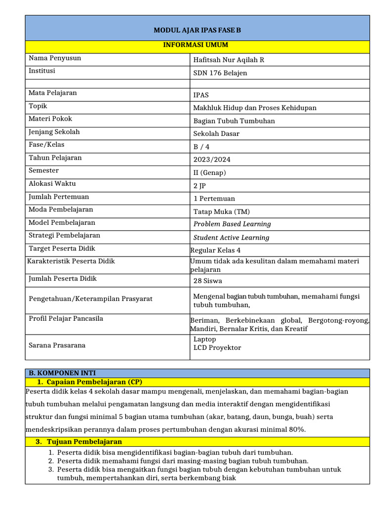 Contoh Modul Ajar | PDF