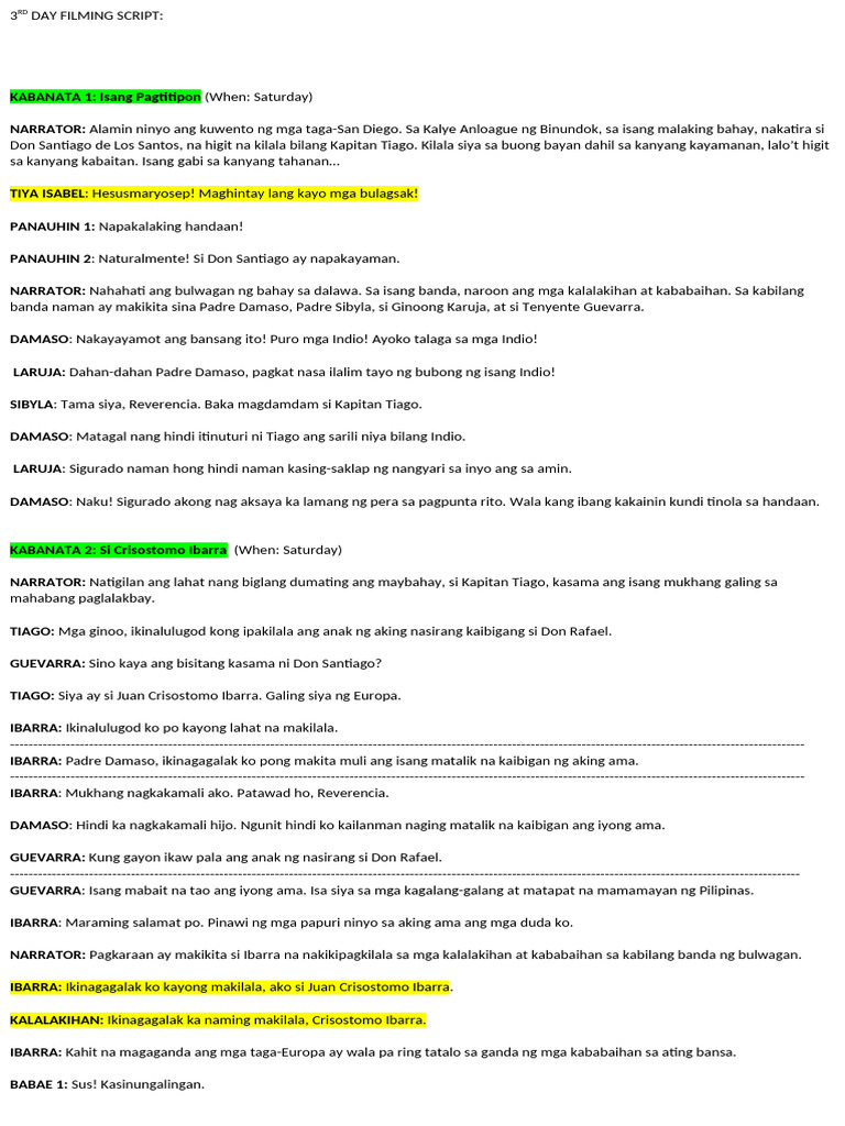3rd Day Filming Script 2 | PDF