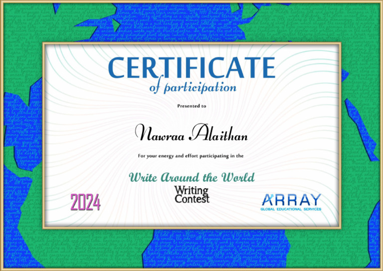 Global array certificate writing competition 7th grade | PDF