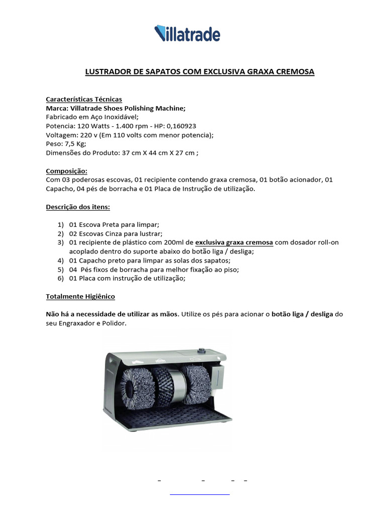 Engraxador Automático Villatrade B2B | PDF