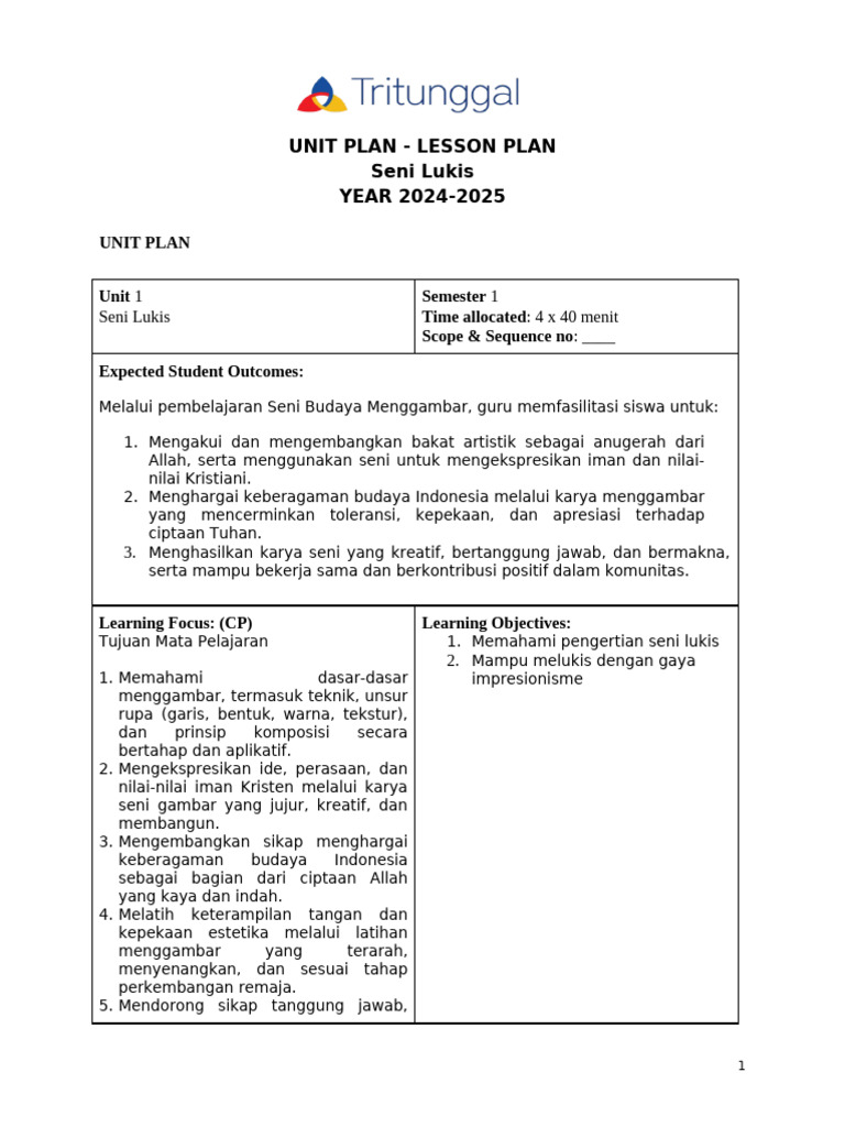 Bab 1-Lesson Plan IX SMP 24 - 25 | PDF