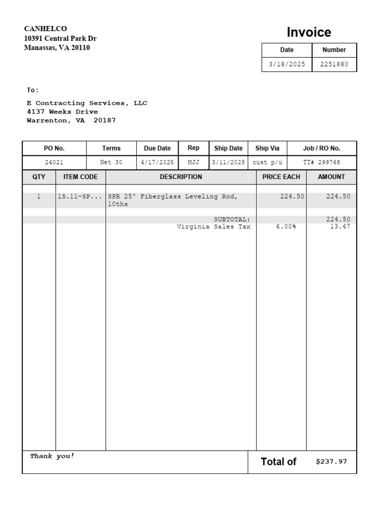 A - P Invoice 2251880 | PDF