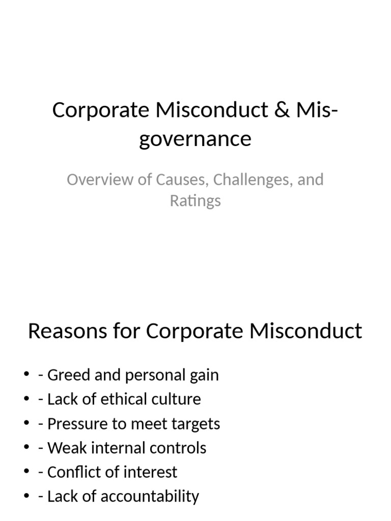 Corporate Misconduct and Governance Presentation | PDF