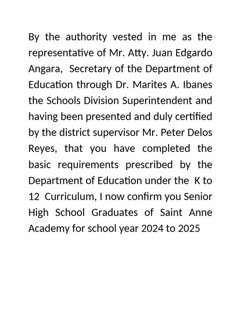 Confirmation of Graduates | PDF