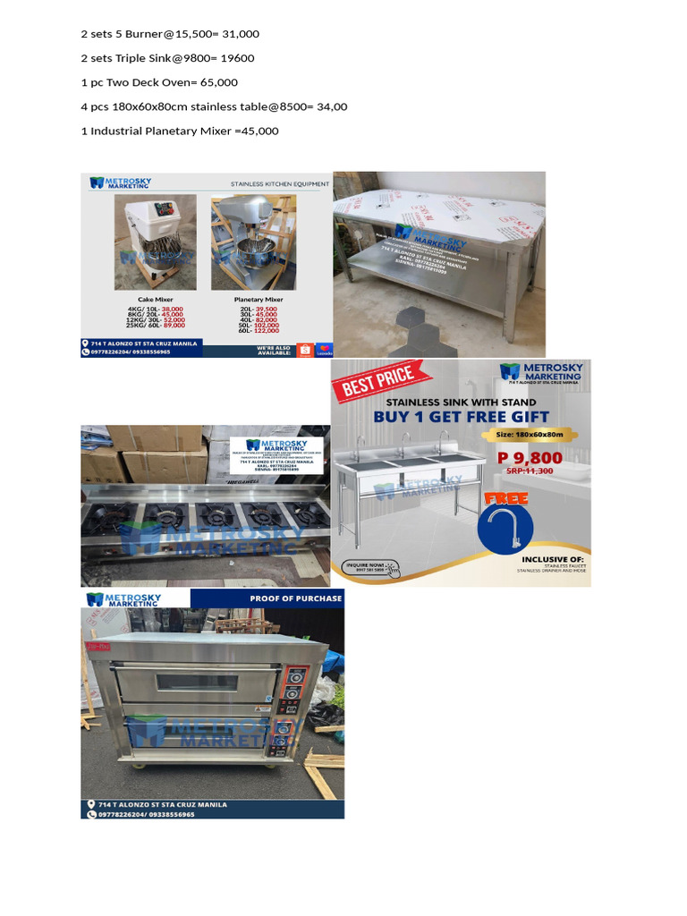 TESDA Cookery FBS Equipment List | PDF | Cooking | Domestic Implements