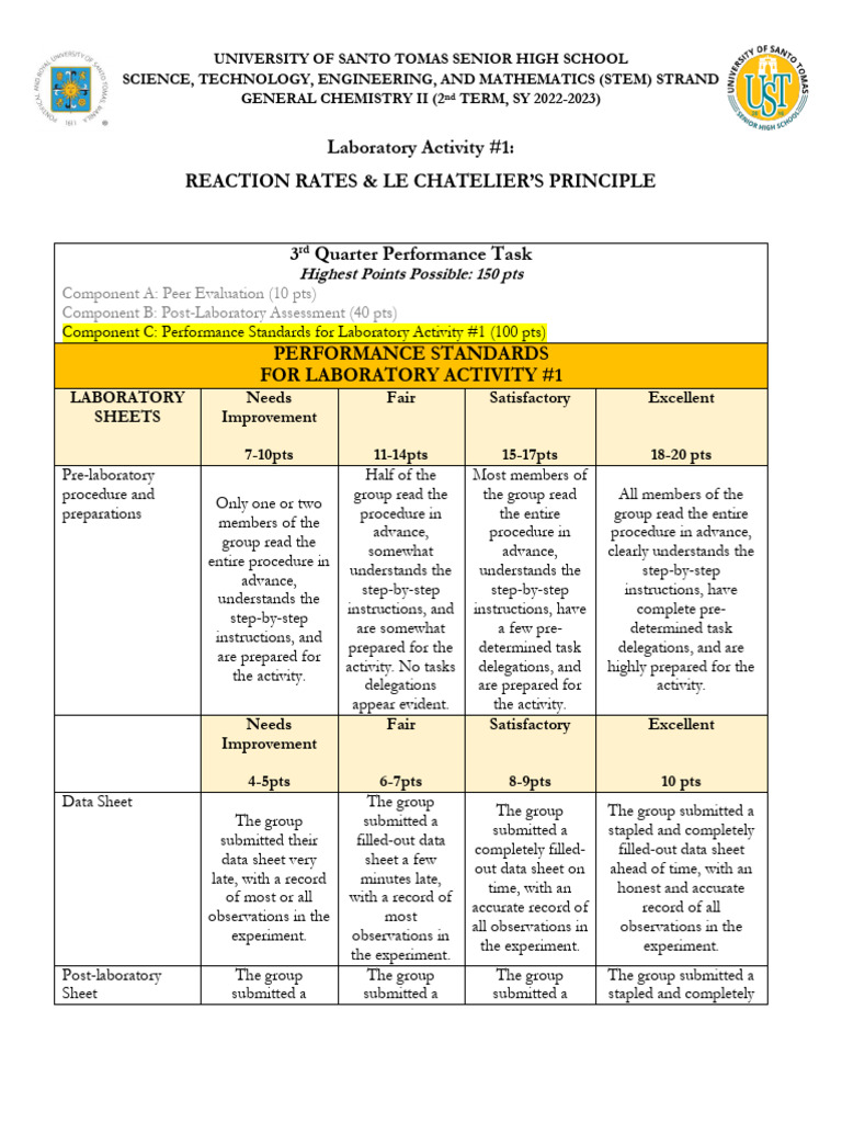 Laboratory Activity 1 Performance Task Standards - Rubrics | PDF ...
