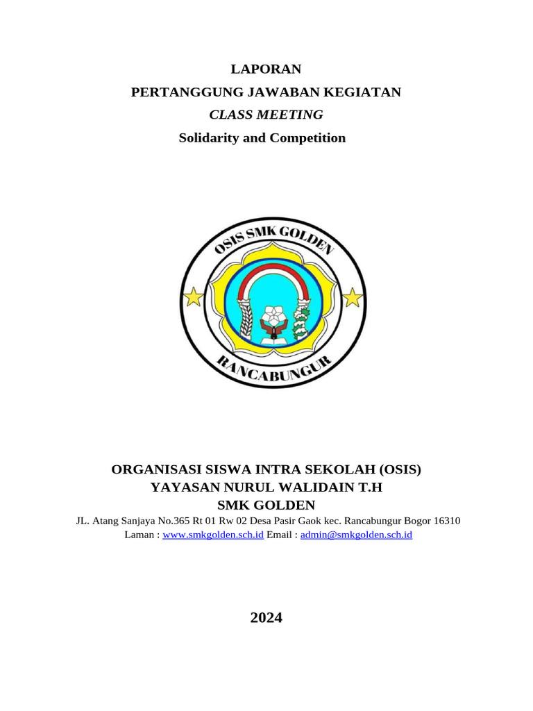 Class Meeting SMK Golden 2024: Lomba dan Solidaritas | PDF