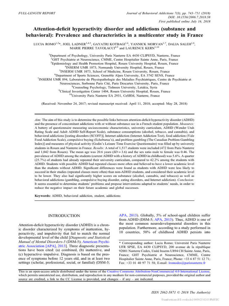 Attention-Deficit Hyperactivity Disorder and Addictions (Substance and ...