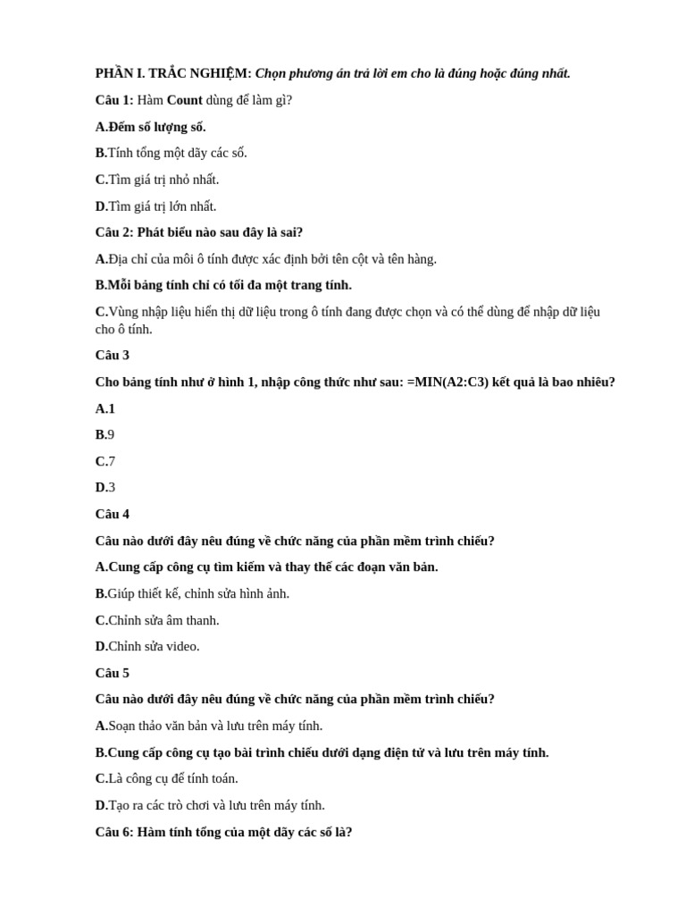 Đề Cương Tin Học Ghk II | PDF