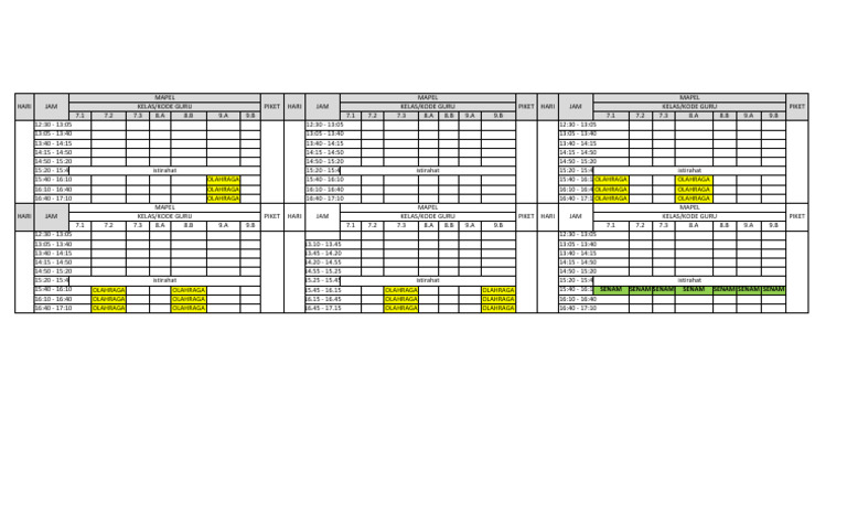Jadwal Olahraga Dan Senam | PDF