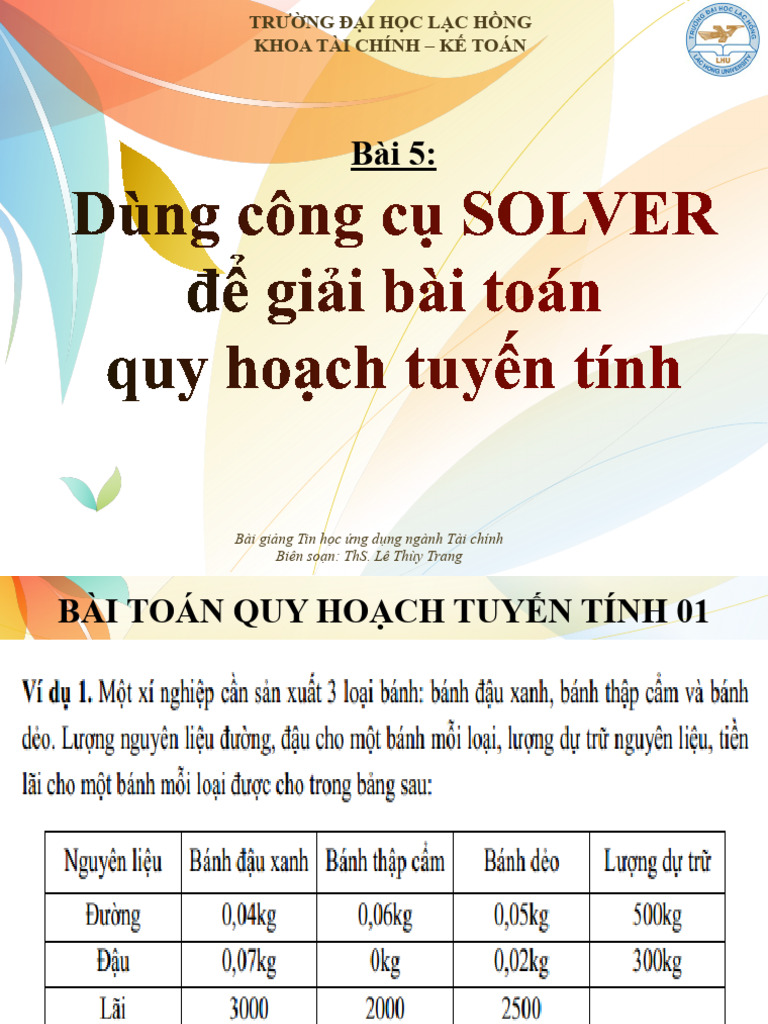 Bai 5 Cong Cu Solver | PDF
