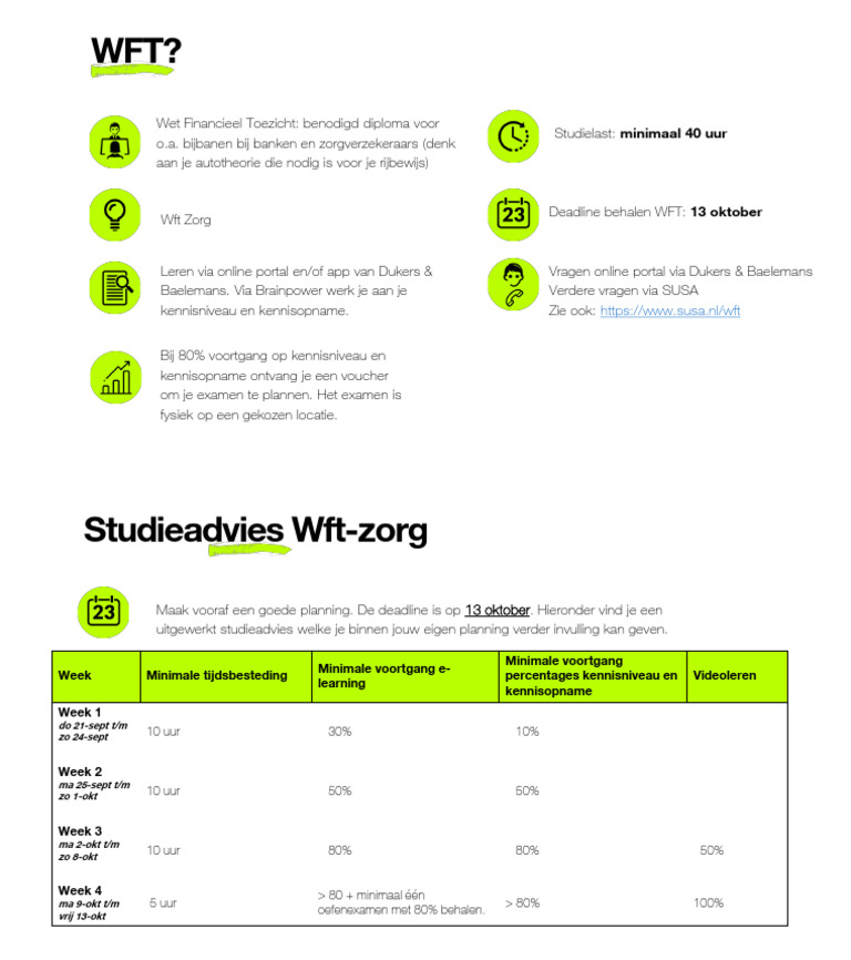 Studieadvies WFT Zorg | PDF