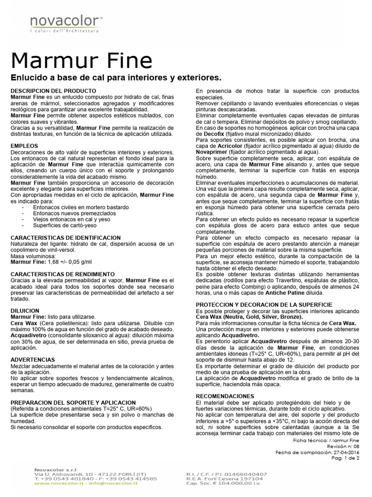 Marmur_Fine_ES | PDF | Pinturas | Lima (Material)