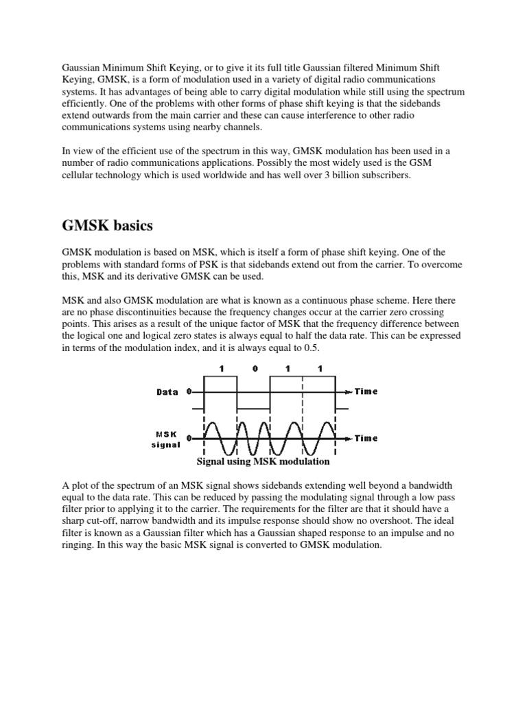 Gaussian Minimum Shift Keying | PDF | Modulation | Signal Processing