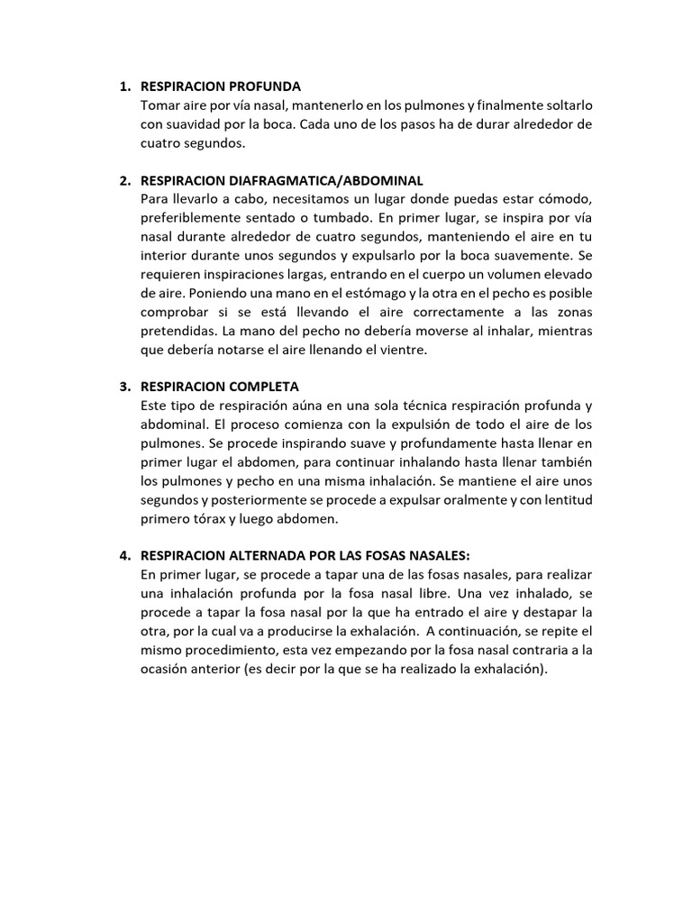 Ejercicios de Respiracion Adultos | PDF