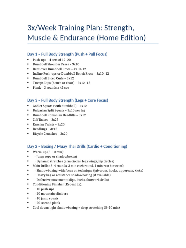 3x Weekly Training Plan Boxing Edition | PDF