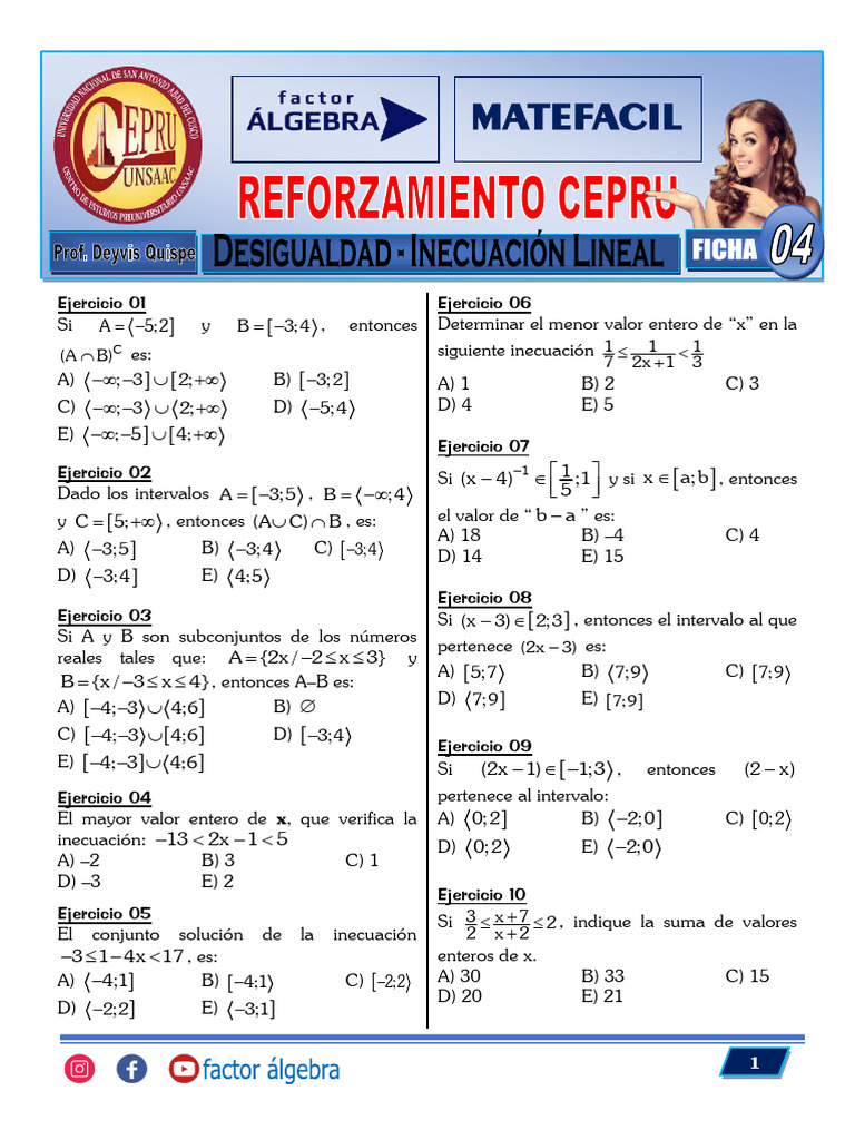 Factor Algebra - Desigualdades e Inecuaciones[1] | PDF | Matemáticas