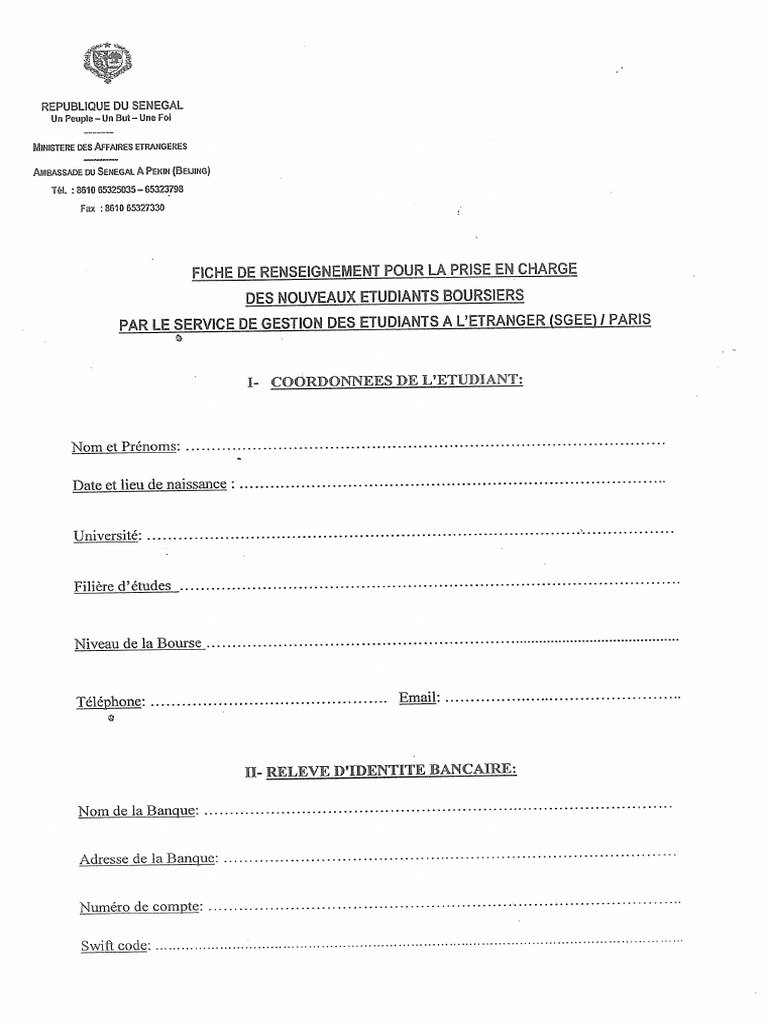 Fiche de Renseignement Et Signaletique SGEE | PDF