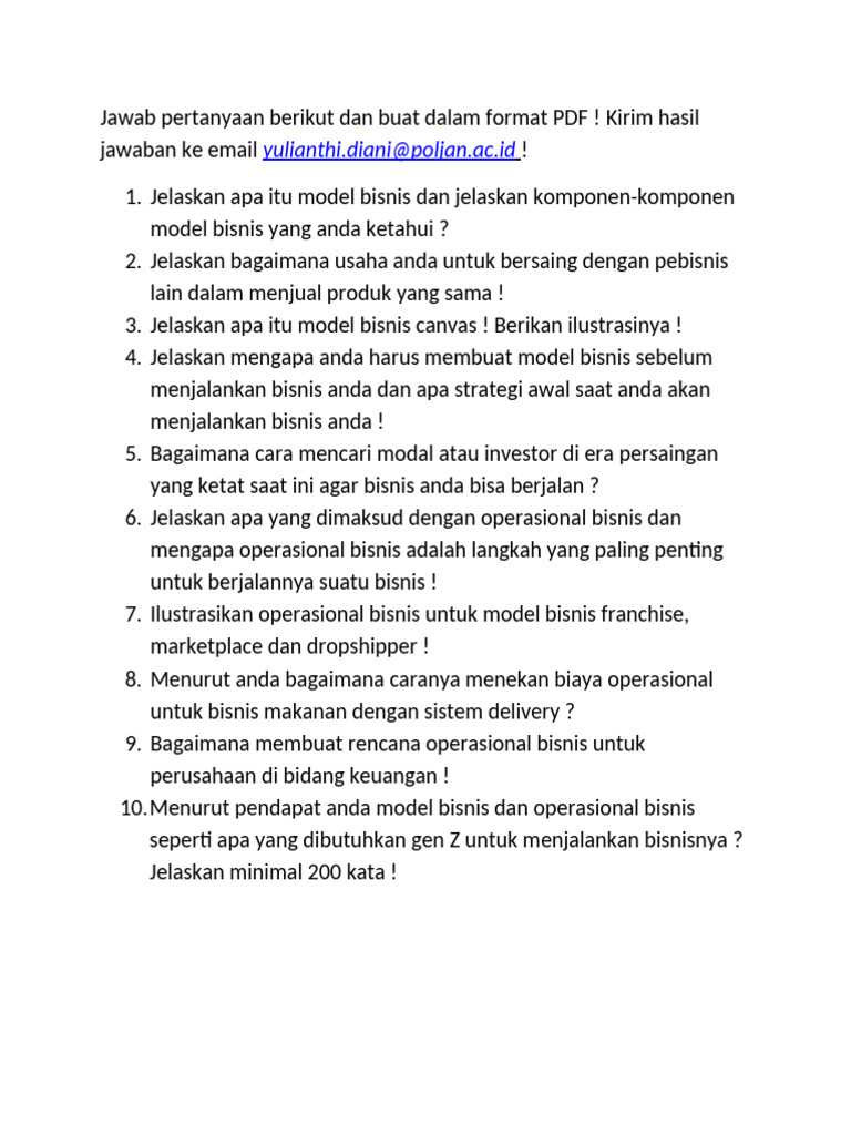 Panduan Lengkap Model Bisnis dan Operasional | PDF