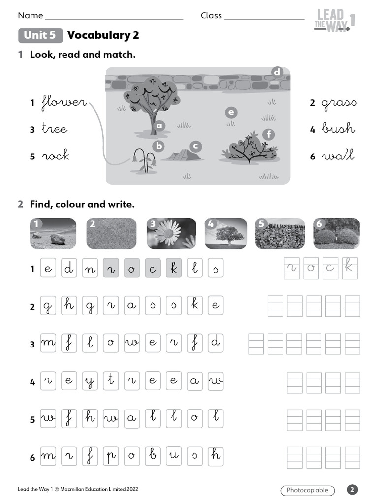 Lead The Way 1 Worksheets Vocabulary Unit 5 Vocabulary 2 (1) - 1 | PDF