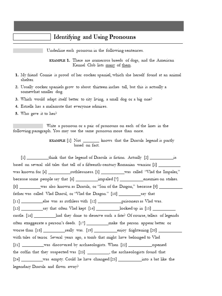 Worksheet 2 Pronouns | PDF | Vlad The Impaler | Dogs