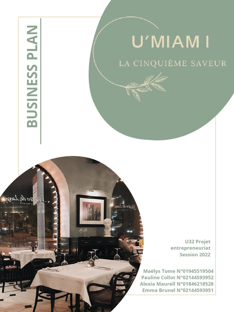 Business Plan U'miam i Toulouse | PDF | Fonds de roulement | Restaurants