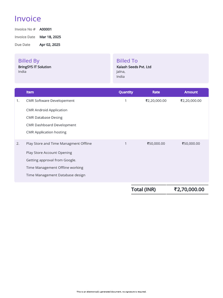 Invoice Kalash Seeds PVT LTD | PDF