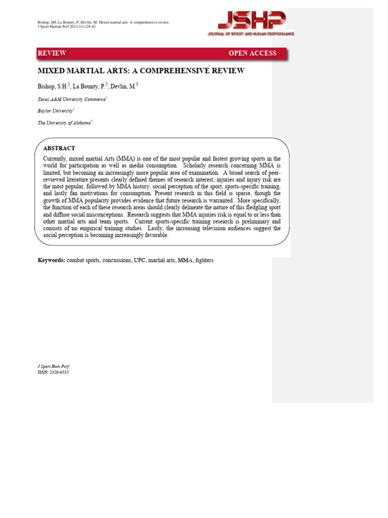 ojsadmin,+BishopMMA_NLMAWP_finaledits+(1) | PDF | Mixed Martial Arts | Combat Sports