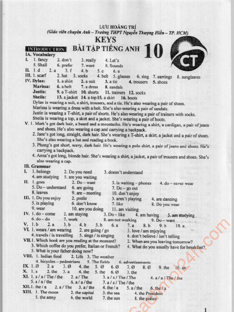 dap-an-bt-tieng-anh-10-luu-hoang-tr (1) (1) | PDF