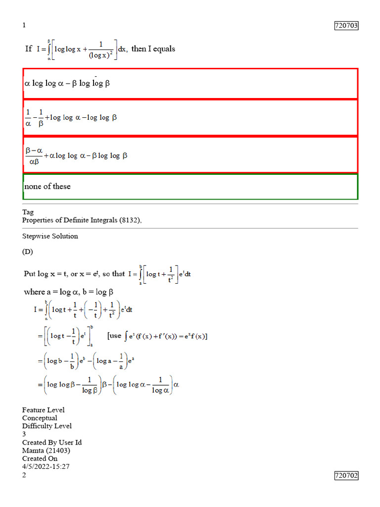 DPP-1_Definite Integrals_XII | PDF