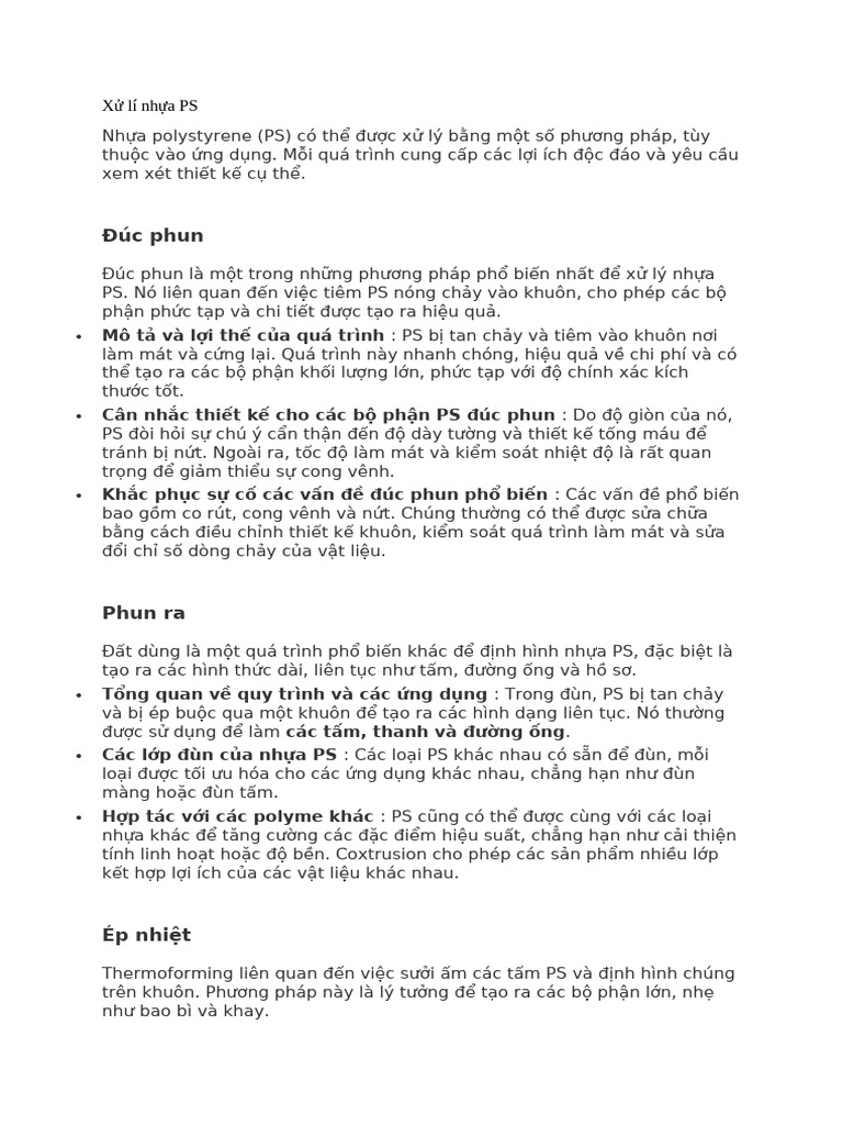 Đúc Phun: X Lí NH A PS | PDF