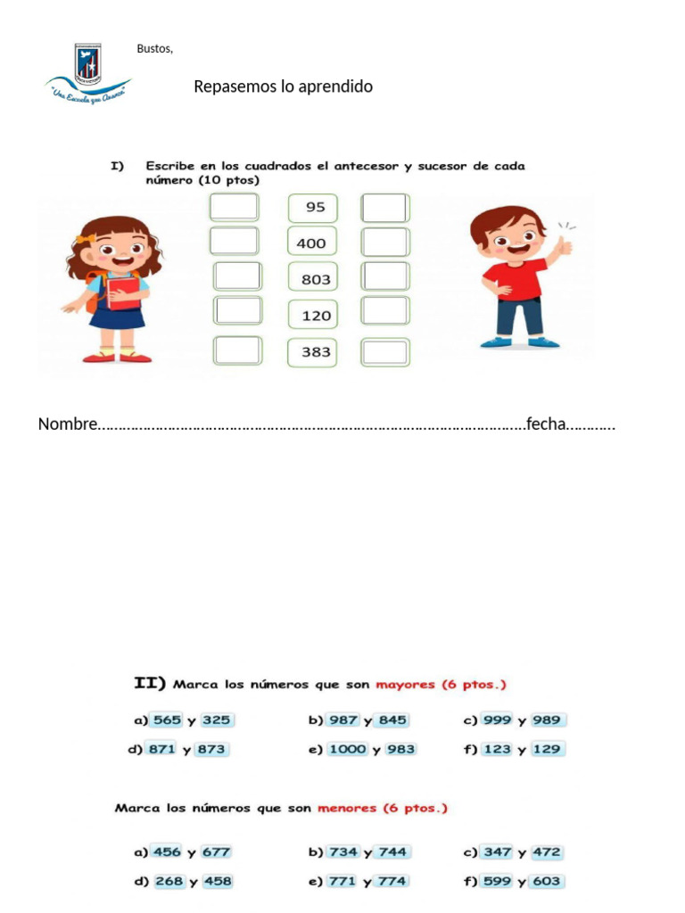 Repasemos lo aprendido mat 3° | PDF