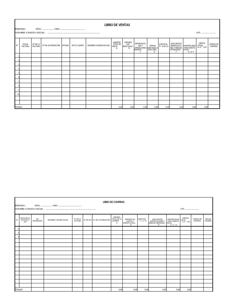 Libros Ventas y Compras IVA Ejemplo | PDF
