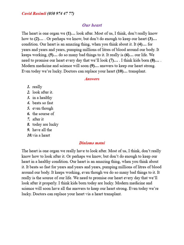 Our Heart: Cavid Rasimli | PDF