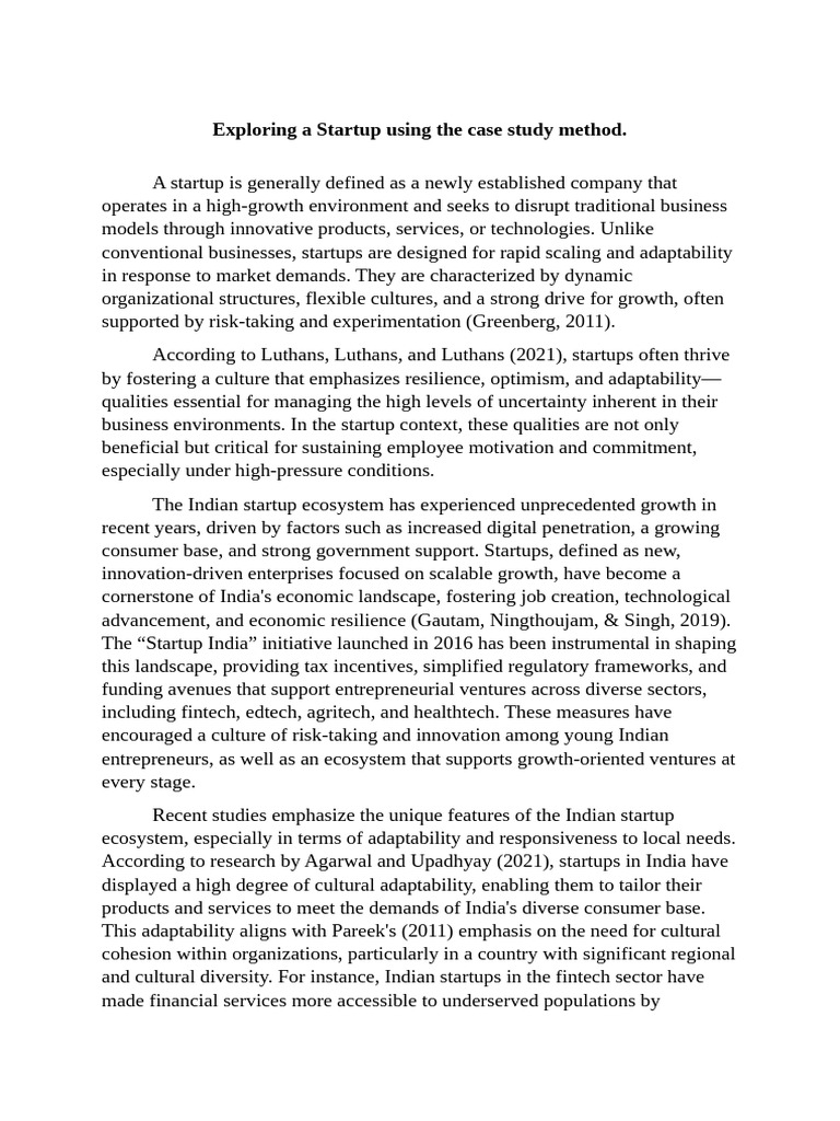 Exploring a Startup Using the Case Study Method | PDF ...