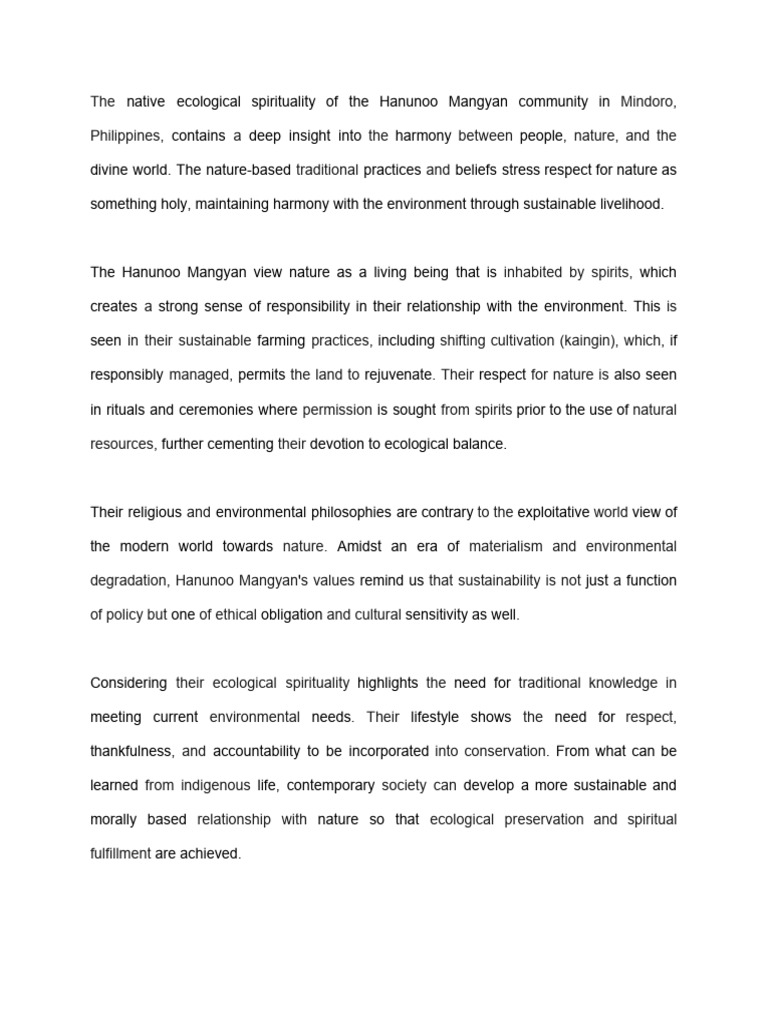 Hanunoo Mangyan Ecological Spirituality | PDF