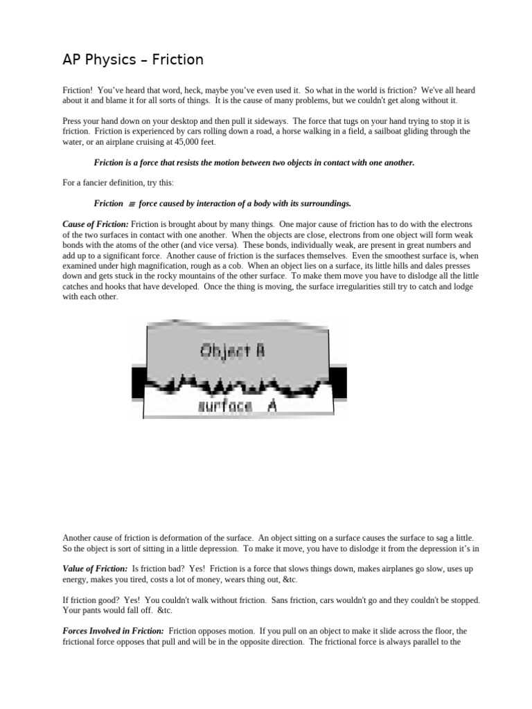 Understanding Friction in Physics | PDF | Friction | Force