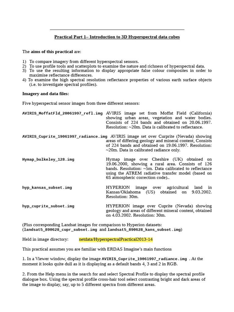 Passive EO Hyperspectral Practical 2025 | PDF | Electromagnetic Spectrum | Color